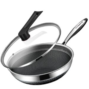 cyrder hybrid nonstick 12.5inch 316 stainless steel pan, pfoa free wok, dishwasher oven safe, stay cool handle skillet, works with induction cooktop/ceramic/gas/electric stovetop