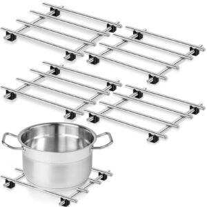 hicarer 4 pcs stainless steel trivet for pots and pans stainless steel pot trivets cast iron trivet cooling racks for kitchen dining table decor hot pads cooking and baking pans holder, 7 x 7 inches