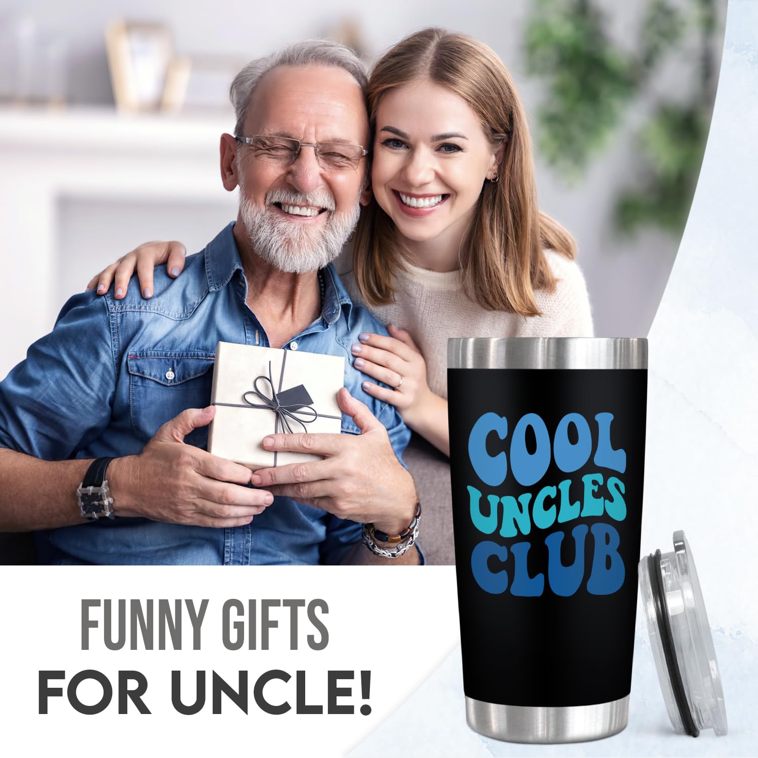 ARVEXO Funny Uncle Gifts For Men - Father's Day, Christmas, Birthday Gifts For Uncle From Niece, Nephew, Cool Uncle Gifts, Uncle Announcement Gifts For Brother - 20 Oz Stainless Steel Tumbler