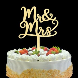 oixcmnjq mirror gold mr & mrs cake topper - bride and groom cake topper, wedding anniversary bridal shower, engagement decorations, wedding party decorations supplies, acrylic