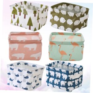 MAGICLULU 6pcs Cartoon Storage Basket Cotton Linen Basket Storage Holder Storage Container