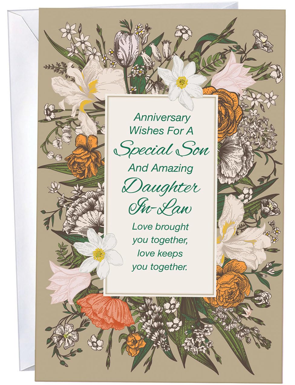 Chuck's Card-O-Rama Son Anniversary Card and Daughter-in-Law - Envelope Included - 5" x 7.75" - Packaged in Extra Sturdy Mailer - 96049