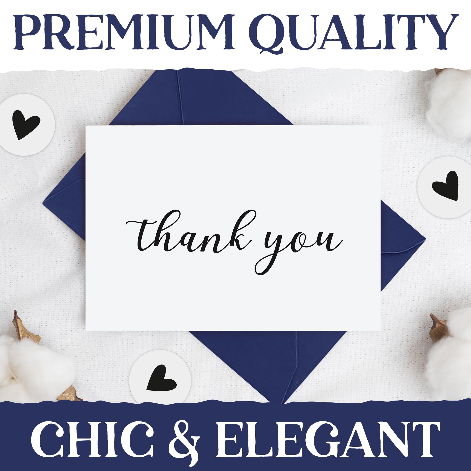 100 Pack Thank You Cards with Envelopes – 4x6 White Thank You Cards Bulk with Envelopes, Stickers and Marker – Elegant Thank You Note Cards for Baby Shower, Wedding, Funeral, Graduation.