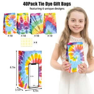 STARRKY 40PCS Party Favor Bags, Tie Dye Gift Bags, Kids Birthday Party Gift Bags Camouflage Treat Bags, 8.7 x 4.7 x 3.1 inches Goodie Bags Retro Tie Dye Party Decorations