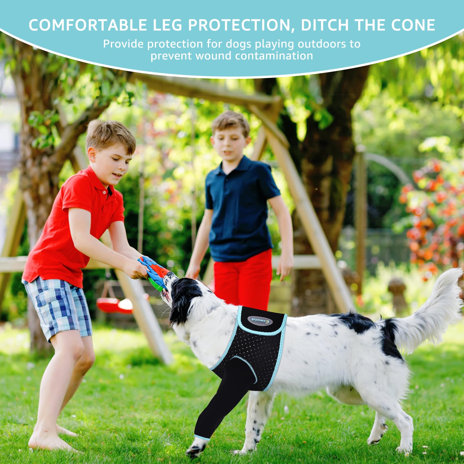 Comwish Recovery Sleeve for Dogs, Front Leg Protection After Surgery, Dog Leg Sleeve to Stop Licking, Bite and Keep Dry, Machine Washable Waterproof Abrasion Resistant Dog Recovery Sleeve (L)