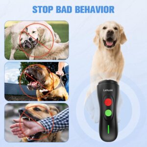 LeHuski Anti Barking Device Rechargeable Ultrasonic Dog Bark Deterrent Stops Bad Behavior Up to 50 Ft Effective Control Range Safe Humane for Indoor Outdoor Use Black