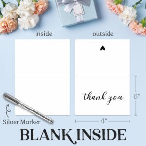 100 Pack Thank You Cards with Envelopes – 4x6 White Thank You Cards Bulk with Envelopes, Stickers and Marker – Elegant Thank You Note Cards for Baby Shower, Wedding, Funeral, Graduation.