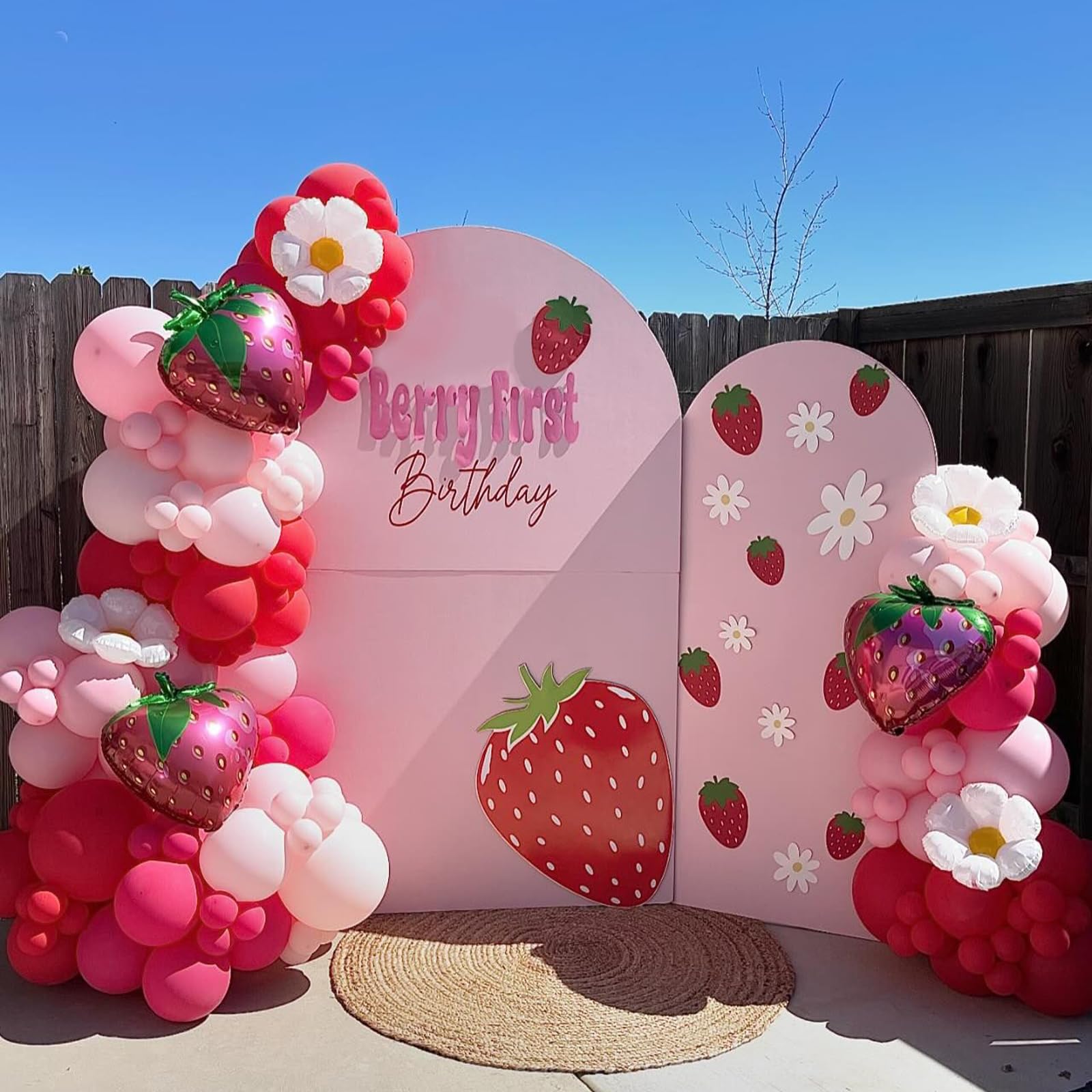 Strawberry Balloon Garland Arch Kit-18inch Size Strawberry with Daisy Foil Balloons for Sweet Girl Berry First Themed Birthday Party Supplies(Strawberry and Daisy)