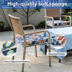 JMGBird Outdoor Chair Cushions Set of 4 Patio Cushions D16 x W17 Inch with Ties, Outdoor Chair Pad for Patio Furniture Upgrade Thicker