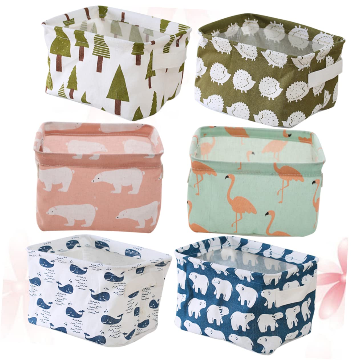 MAGICLULU 6pcs Cartoon Storage Basket Cotton Linen Basket Storage Holder Storage Container