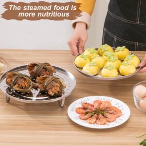 Round Steamer Rack 1pcs with Silicone Steamer Liners, Stainless Steel Food Steamer Basket with Removable Stand for Steamer Cooking, Instant Pot Steamer Basket for Vegetables Dumplings fish and Seafood (Round-6.9inch/17.5cm)