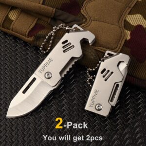 YUPPME 2-Pack Mini Keychain Knife, Small Keychain Knife for Men Women, Folding Pocket Knife, Portable Box Cutter with Bottle Opener