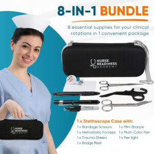 Complete Nursing School Bundle: Clinical Supply Kit Including Stethoscope Case, Trauma Shears, Bandage Scissors, Penlight, Mini Sharpie, and More - Perfect Gift for Student Nurses and RN Graduation