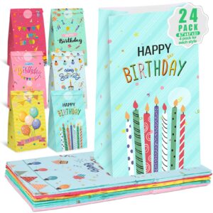 starrky 24pcs birthday treat bags for kids, happy birthday goodie bags party favor bags gift bags for kids birthday party