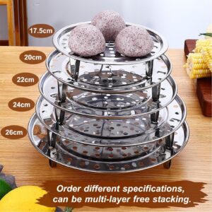 Round Steamer Rack 1pcs with Silicone Steamer Liners, Stainless Steel Food Steamer Basket with Removable Stand for Steamer Cooking, Instant Pot Steamer Basket for Vegetables Dumplings fish and Seafood (Round-6.9inch/17.5cm)