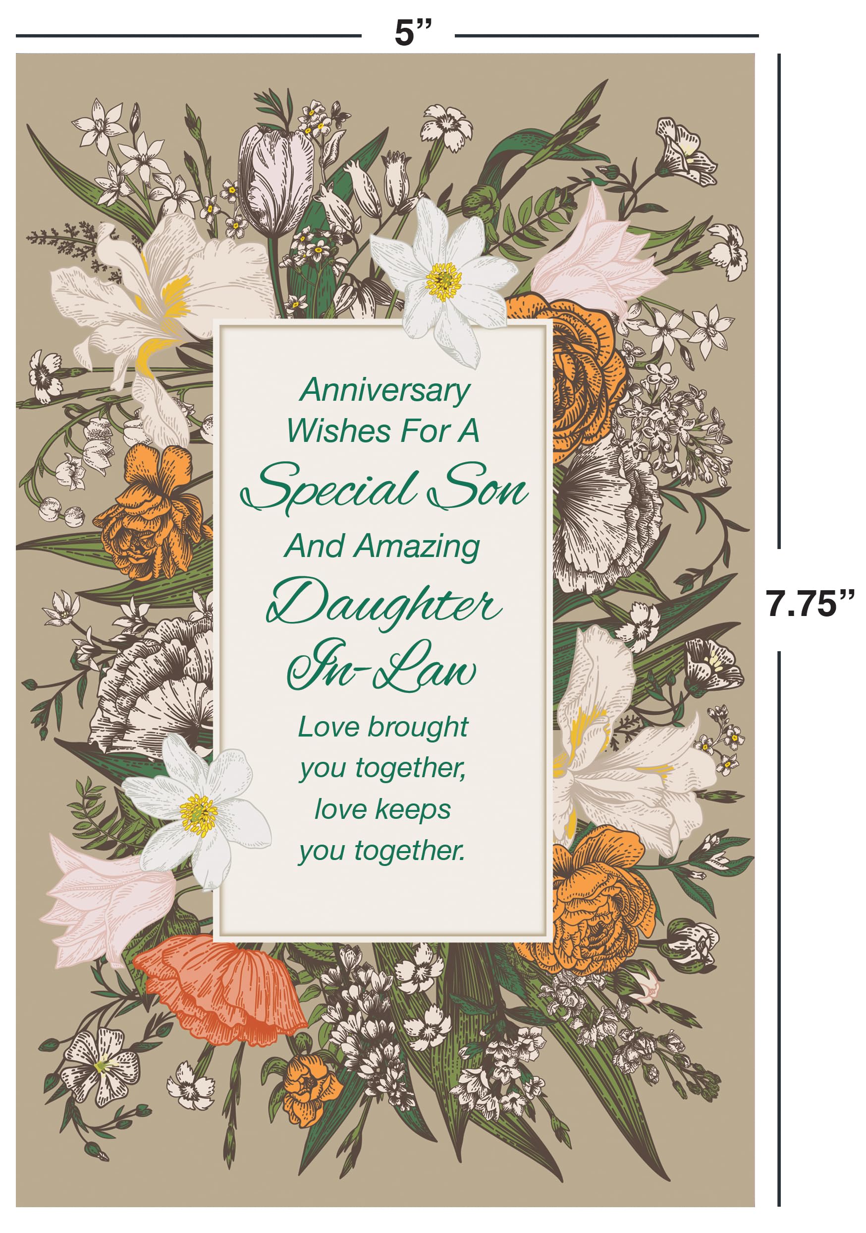 Chuck's Card-O-Rama Son Anniversary Card and Daughter-in-Law - Envelope Included - 5" x 7.75" - Packaged in Extra Sturdy Mailer - 96049