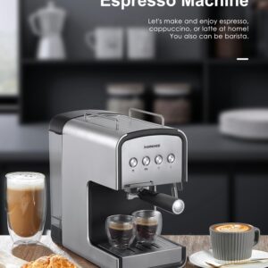 Ihomekee Espresso machine, CM6822 15 Bar Coffee Maker for Cappuccino and Latte Maker With Milk Frother, Removable Water Tank, Fast Heating Coffee Machine for Home, Office