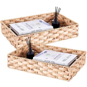 legnhoom wicker storage basket, water hyacinth toilet paper basket for countertop, hand-woven wicker basket for toilet tank top, 2 pack-water hyacinth