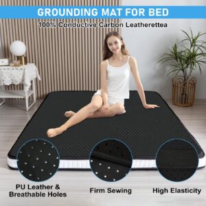 ConBlom Grounding Mat for Bed, King Size Earthing Mattress Cover Sheets Pad Grounding Kit, Grounding Cord Included (King, 76 * 80")