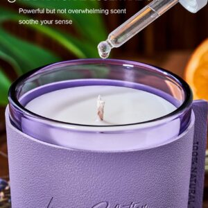 M&SENSE Lavender Spa Soy Candles for Home Scented, Stress Relief Aromatherapy Candles for Meditation Spa Yoga, Leather Wrapped Luxury Candle Gifts for Women,40 Hours Long Lasting, 7.4oz