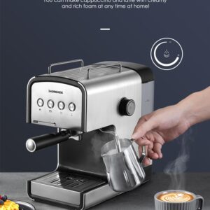 Ihomekee Espresso machine, CM6822 15 Bar Coffee Maker for Cappuccino and Latte Maker With Milk Frother, Removable Water Tank, Fast Heating Coffee Machine for Home, Office