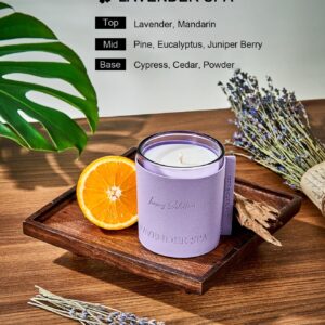 M&SENSE Lavender Spa Soy Candles for Home Scented, Stress Relief Aromatherapy Candles for Meditation Spa Yoga, Leather Wrapped Luxury Candle Gifts for Women,40 Hours Long Lasting, 7.4oz