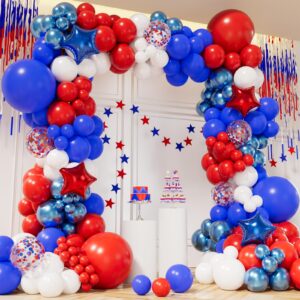 grcypa red white and blue balloons garland arch kit with confetti star balloons for 4th of july balloons graduation veterans memorial day nautical baby shower birthday baseball game party decorations