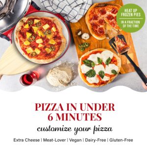 PIEZANO Crispy Crust Pizza Oven by Granitestone – Electric Pizza Oven Indoor Portable, 12 Inch Indoor Pizza Oven Countertop, Pizza Maker Heats up to 800˚F for Stone Baked Pizza at Home - Red