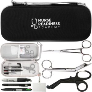 complete nursing school bundle: clinical supply kit including stethoscope case, trauma shears, bandage scissors, penlight, mini sharpie, and more - perfect gift for student nurses and rn graduation