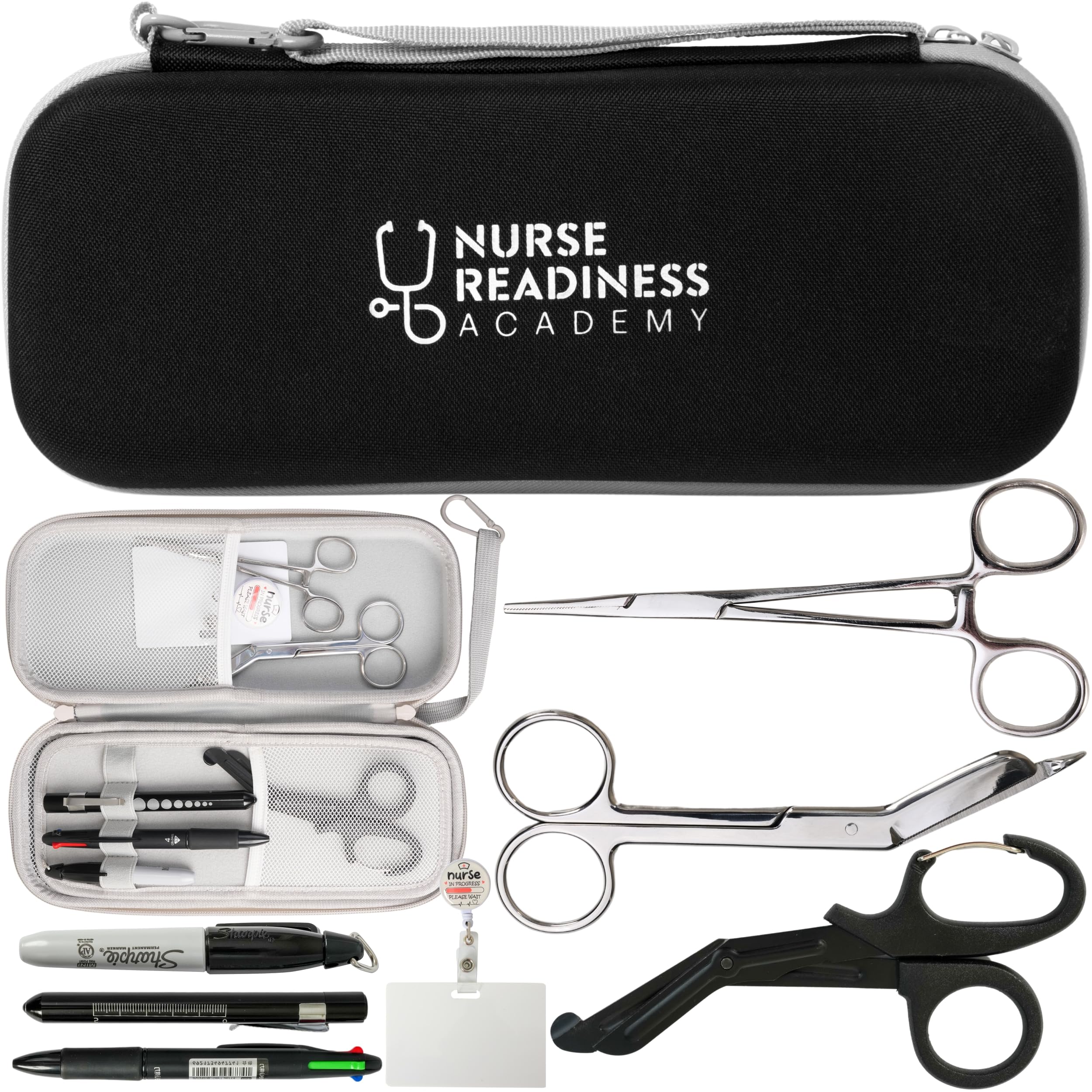 Complete Nursing School Bundle: Clinical Supply Kit Including Stethoscope Case, Trauma Shears, Bandage Scissors, Penlight, Mini Sharpie, and More - Perfect Gift for Student Nurses and RN Graduation