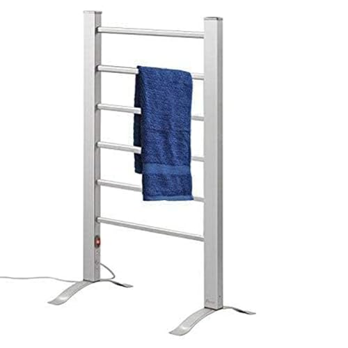 6 Bars Towel Warmer Rack, Aluminum Structure Bath Towel Heater, Stand Alone or Wall Mounted Towel Drying Rack, Fabrics Dryer for Household, Bathroom