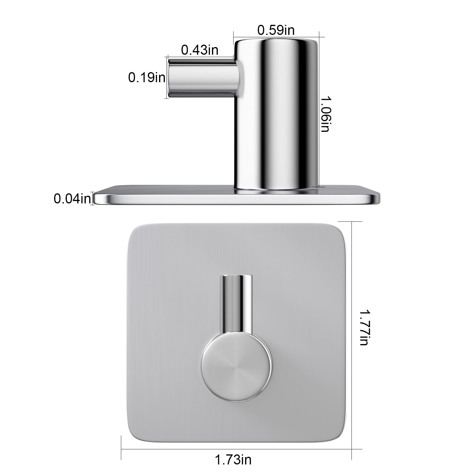 ACNISM 4 PCS Stainless Steel Sticky Hooks Heavy Duty Wall Hooks Towel Hanger Wall Holder Waterproof for Hanging Coat, Hat,Robe Hook（Silver Square Round）