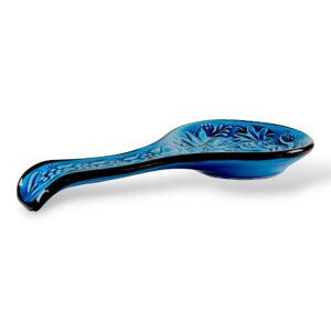 Ceramic Spoon Rest, Heat Resistant Spoon Holder for Kitchen counter/Countertop/Stove Top, Dishwasher Safe, Handmade Kitchen Utensil (Turquoise 4.5" W x 9" L) Cooking Gifts for Housewarming One piece