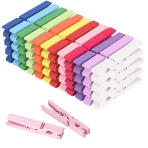 colored clothes pins 12 color 50pcs, colorful clothespins wooden clips for photos pictures decorative crafts, decoration clothespins clothing hanging clothespins 2.9inch (rainbow colors)