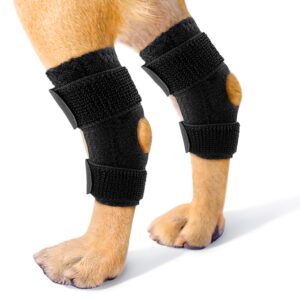 huimpet short rear leg hock brace, dog back leg brace for hock & ankle with flexible velcro, dog leg brace for torn acl & ccl, dog leg sleeve wound care and loss of stability from arthritis,1 pair, s