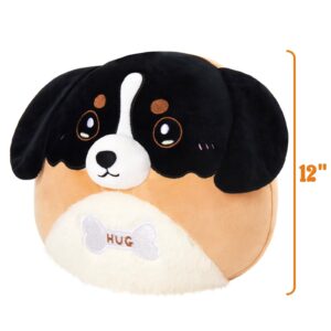 CozyWorld 12" Bernese Mountain Dog Plush Pillow, Cute Bernese Mountain Dog Stuffed Animal Soft Puppy Plush Toy Birthday Gifts for Women Boys Girls Pet Dog Lover, Black&Brown