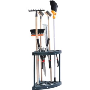 vevor garden tool organizer, 19 slots, yard tool tower rack for garage organization and storage, hold long-handled tool/rake/broom/shovel, pp garden tool stand holder organizer for yard, shed, outdoor