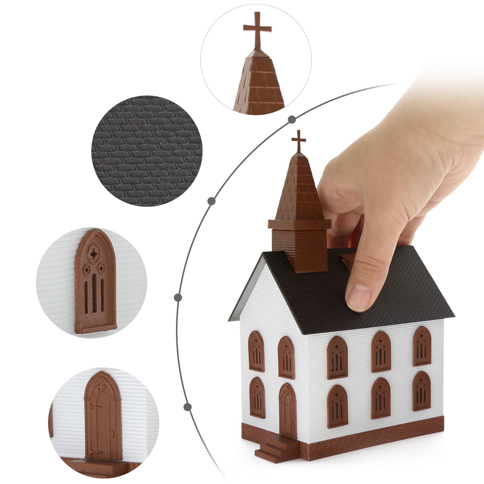 HO Scale Painted Assembled Model Church 1:87 Building for Model Railway Layout Diorama JZ8706