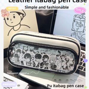 Abubbi ITA Pencil Pouch Large Capacity Pen Case with Transparent Window Black and White (Black and White)