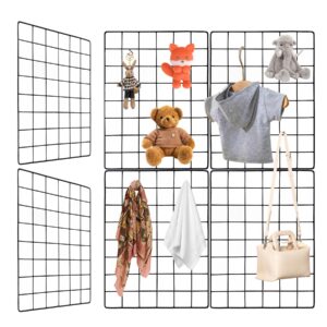 wellco grid wall panels, 15.7"x 11.8" grid wall for any retail display, portable and assembled wall grid with extra joining clips and hooks, 4 pack, black