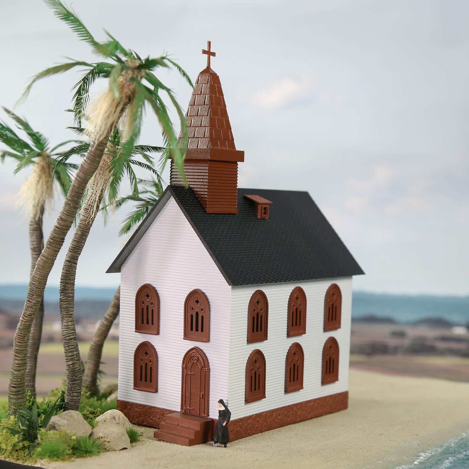 HO Scale Painted Assembled Model Church 1:87 Building for Model Railway Layout Diorama JZ8706