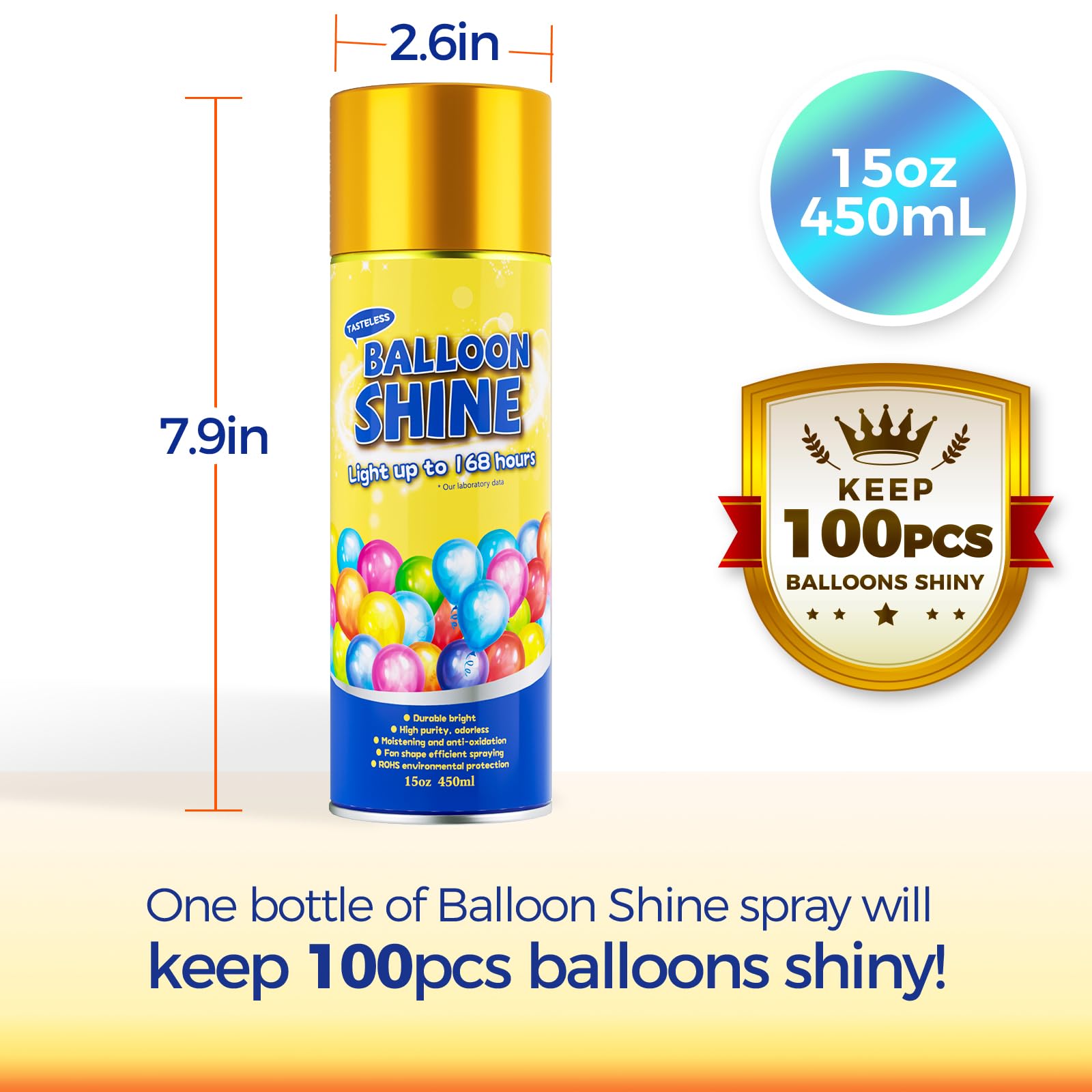 Bezente Balloon Shine Spray - 15 oz High Shine Balloon Spray, Balloon Spray Shine, Waterproof, Long-lasting Antioxidant, Odorless, Instant Shiny Effect for Party Balloons Decorations