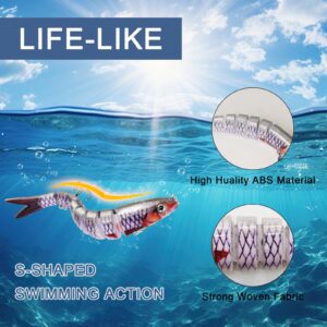 Fishing Lures, Full-Size Multi Jointed Swimbait, Slow Sinking Segmented Bass Fishing Lure, Fishing Lure Freshwater or Saltwater, Perch Pike Walleye Striped Bass Lures, Fishing Bait Kit