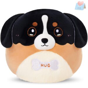 cozyworld 12" bernese mountain dog plush pillow, cute bernese mountain dog stuffed animal soft puppy plush toy birthday gifts for women boys girls pet dog lover, black&brown