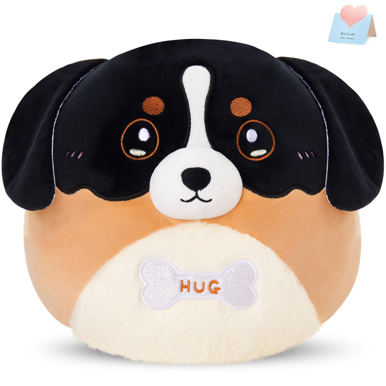 CozyWorld 12" Bernese Mountain Dog Plush Pillow, Cute Bernese Mountain Dog Stuffed Animal Soft Puppy Plush Toy Birthday Gifts for Women Boys Girls Pet Dog Lover, Black&Brown