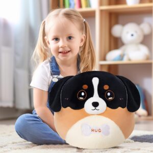 CozyWorld 12" Bernese Mountain Dog Plush Pillow, Cute Bernese Mountain Dog Stuffed Animal Soft Puppy Plush Toy Birthday Gifts for Women Boys Girls Pet Dog Lover, Black&Brown