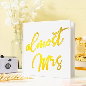 Calculs Almost Mrs Wedding Shower Guest Book Bachelorette Party Picture Book Polaroid 8.5” Square Bridal Blank Pages Guestbook White Cover Gold Gilding