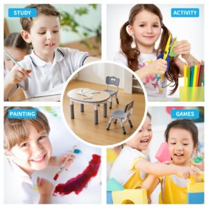 UNICOO Kids Table and Chairs Set - Toddler Table and Chair Set, Kids Study Table, Kids Play Table with 2 Chairs, Graffiti Desktop, Classroom/Daycare/Home, Children Multi-Activity Table for Ages 2-10