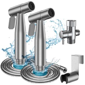 fredi bidet sprayer for toilet, bidet sprayer, toilet faucet, jet spray for toilet, muslim shower, toilet sprayer, ducha para toilet(2 pack, brushed nickel)