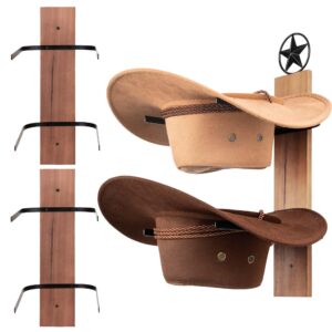 ajart western cowboy hat storage rack: cowgirl wall decor for home - 6 pieces cowboy hat oragnizer hooks - brown cowboy hat display hanger